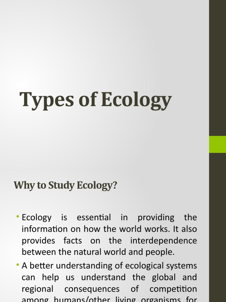 Types of Ecology | PDF | Ecology | Ecosystem