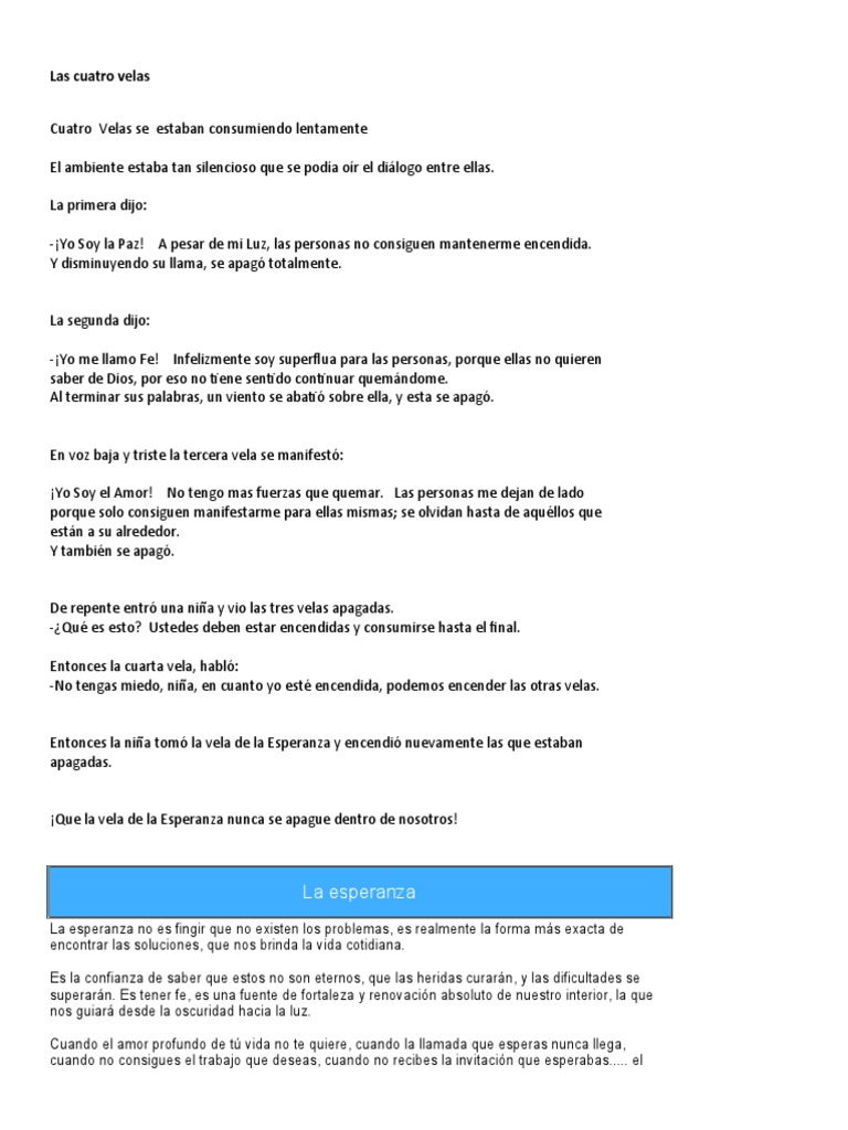 Las Cuatro Velas | PDF | Amor | Fe