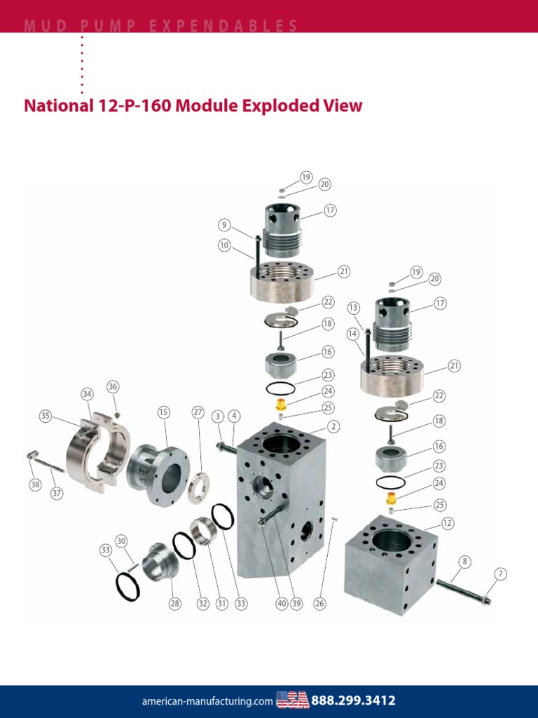 National 12-P-160 Module Exploded View | PDF | Pump | Piston