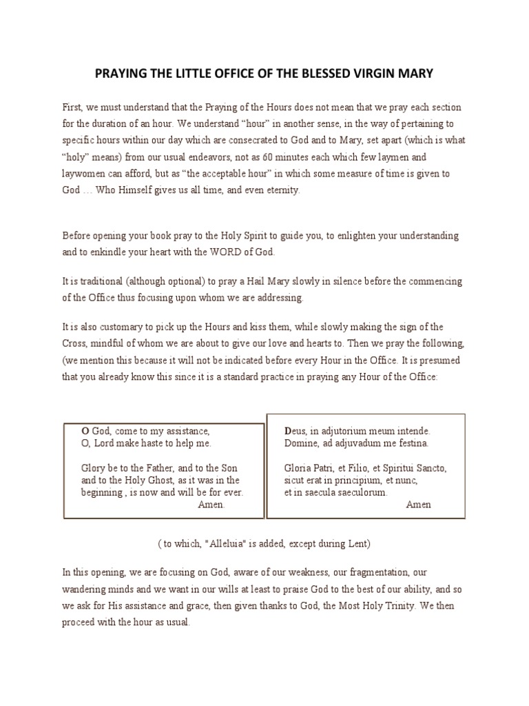 Guide to Praying the Little Office BVM | PDF | Catholic Church ...