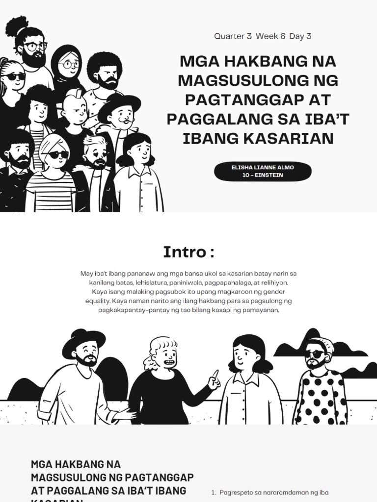 Mga Hakbang Na Magsusulong NG Pagtanggap at Paggalang Sa Iba't Ibang ...