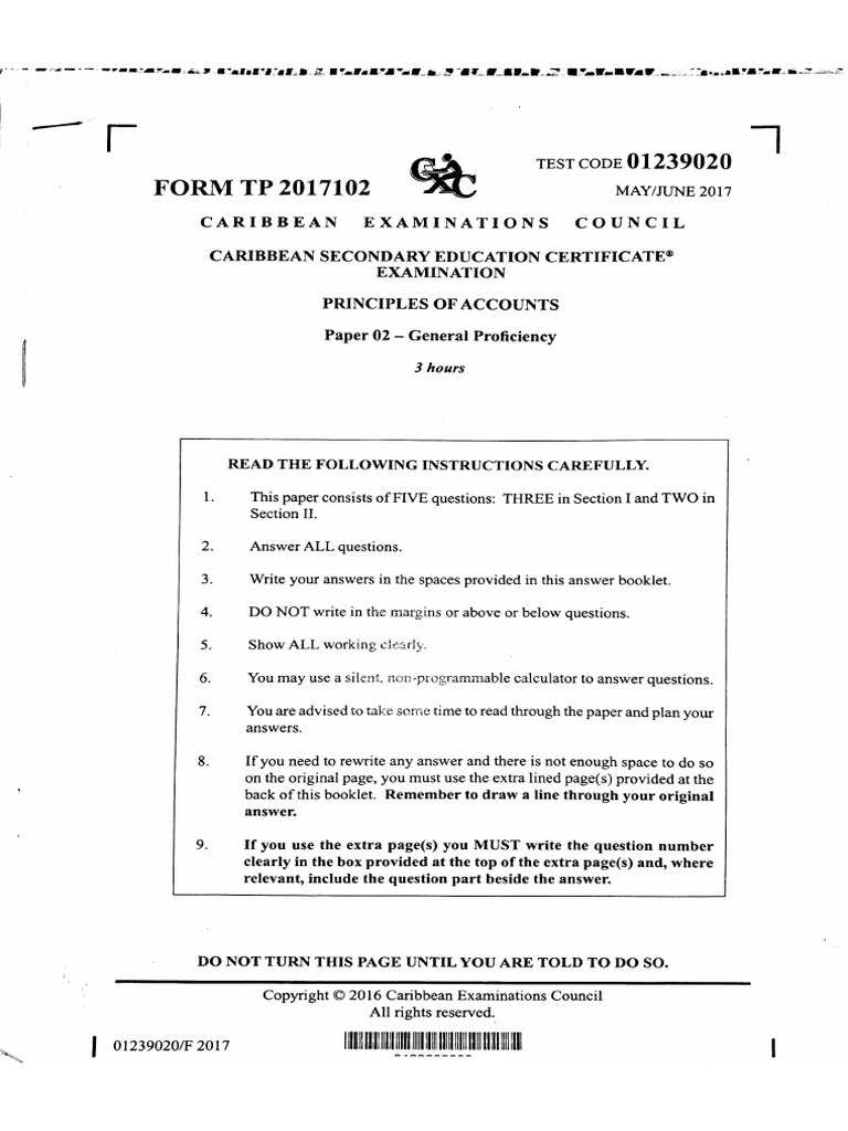 Csec Poa Past Paper 2017 | PDF