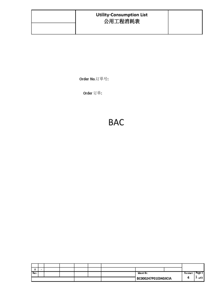 1904-FG-ME-LST-0003 BAC-Utility Consumption List | PDF