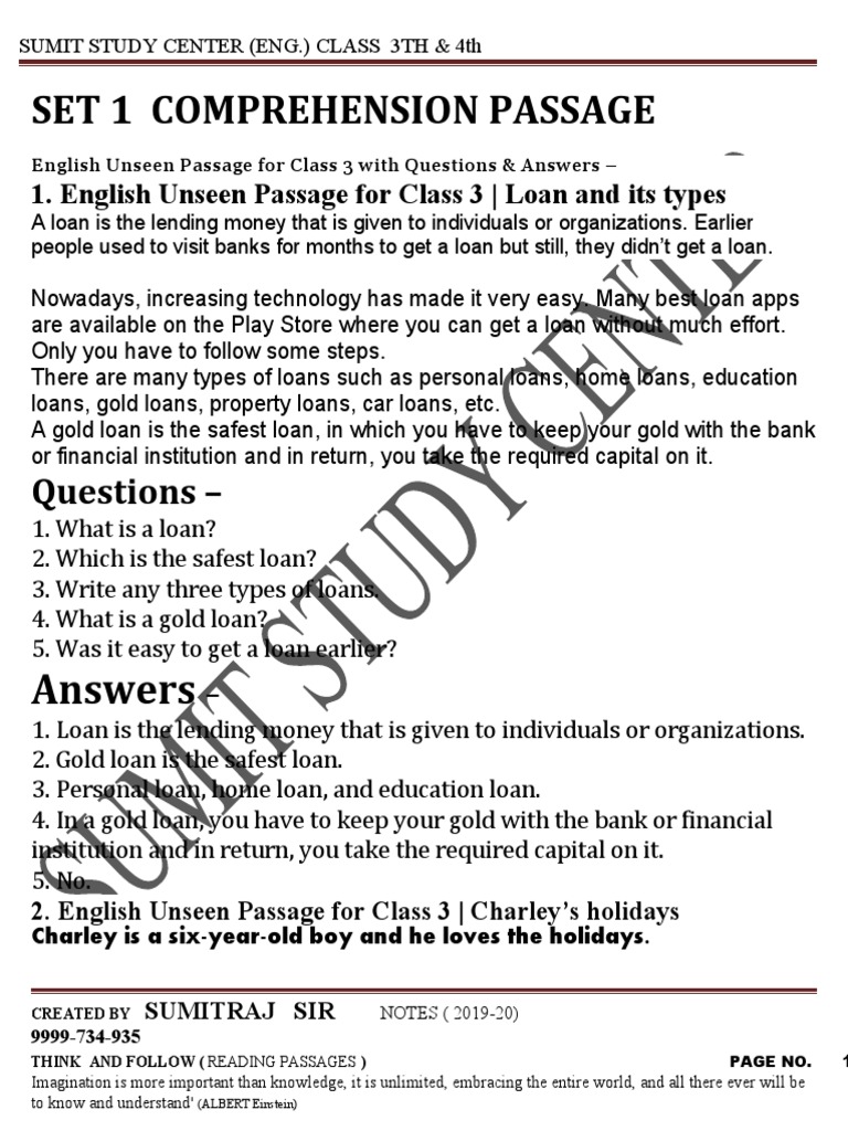 COMPREHENSION PASSAGE 2022 3rd AND 4TH | PDF | Debit Card | Visa Inc.