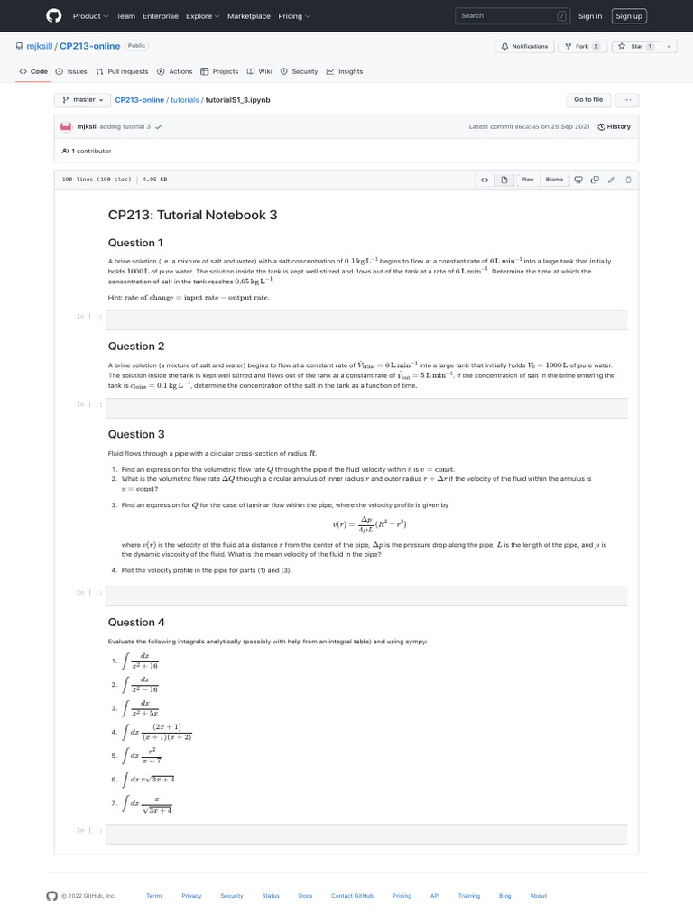 CP213: Tutorial Notebook 3 | Download Free PDF | Mechanics | Motion (Physics)