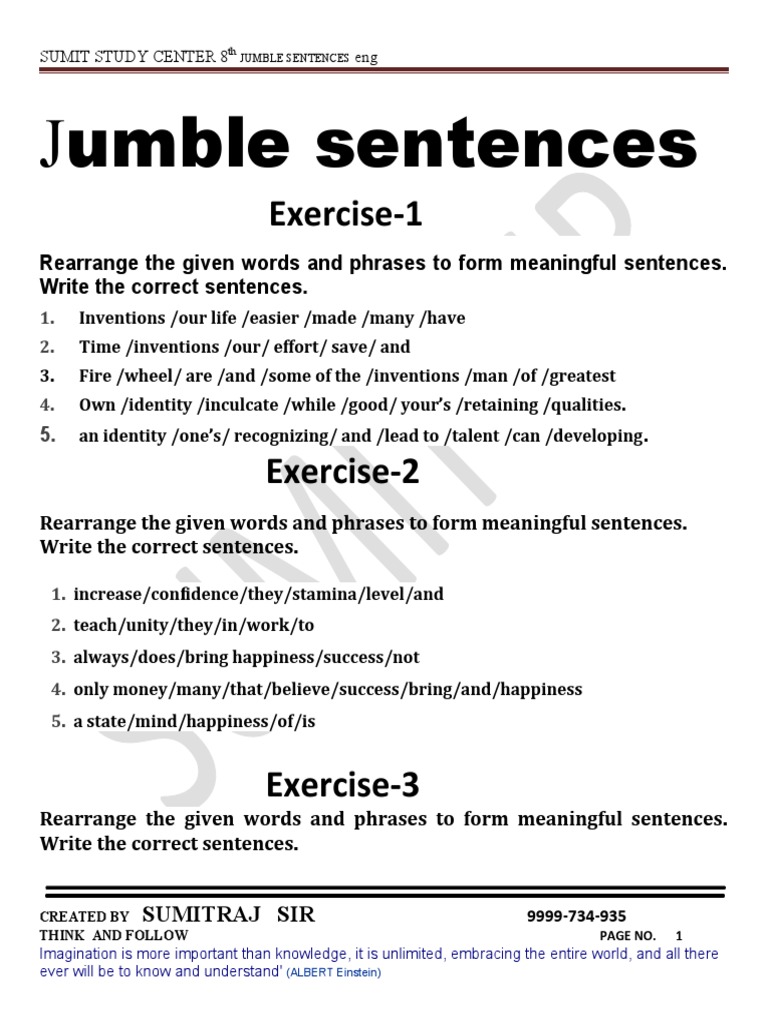Jumble Sentences | PDF | Cognition | Cognitive Science