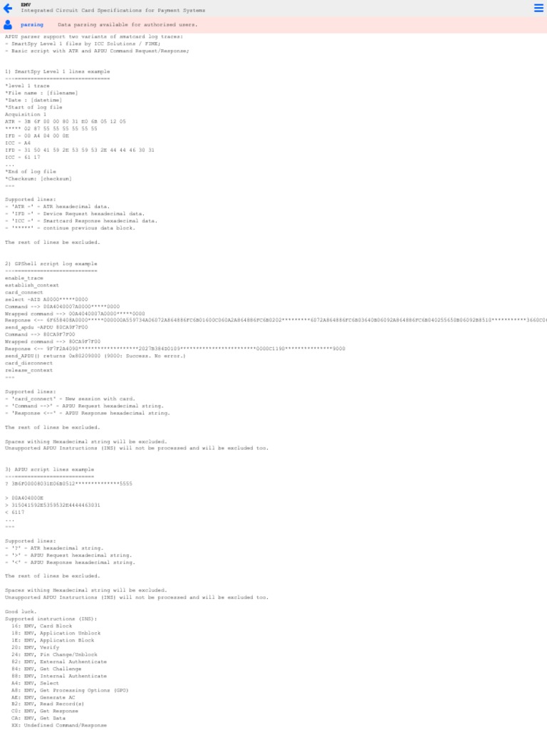 APDU - EMV, APDU Command - Response Parse at Iso8583.info | PDF ...