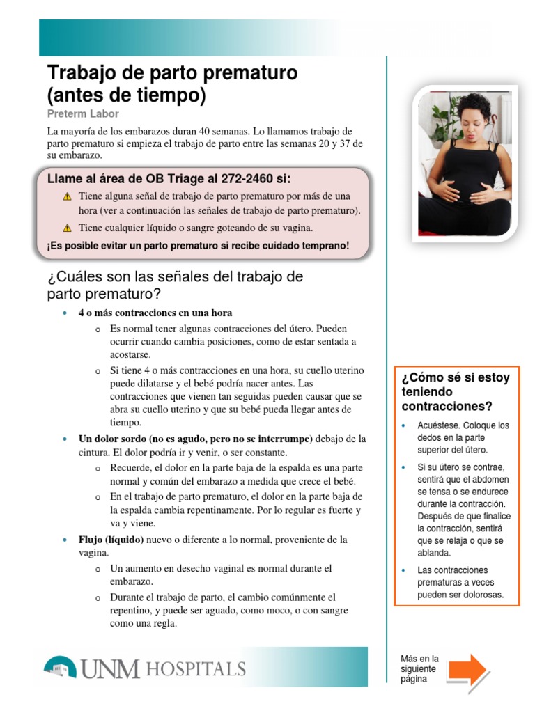 Preterm Labor Spanish | PDF | Parto | Parto prematuro