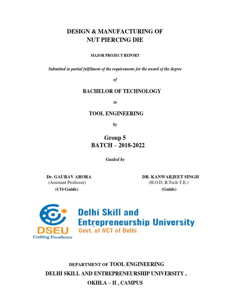 Design & Manufacturing of Nut Piercing Die | PDF | Industrial Processes ...