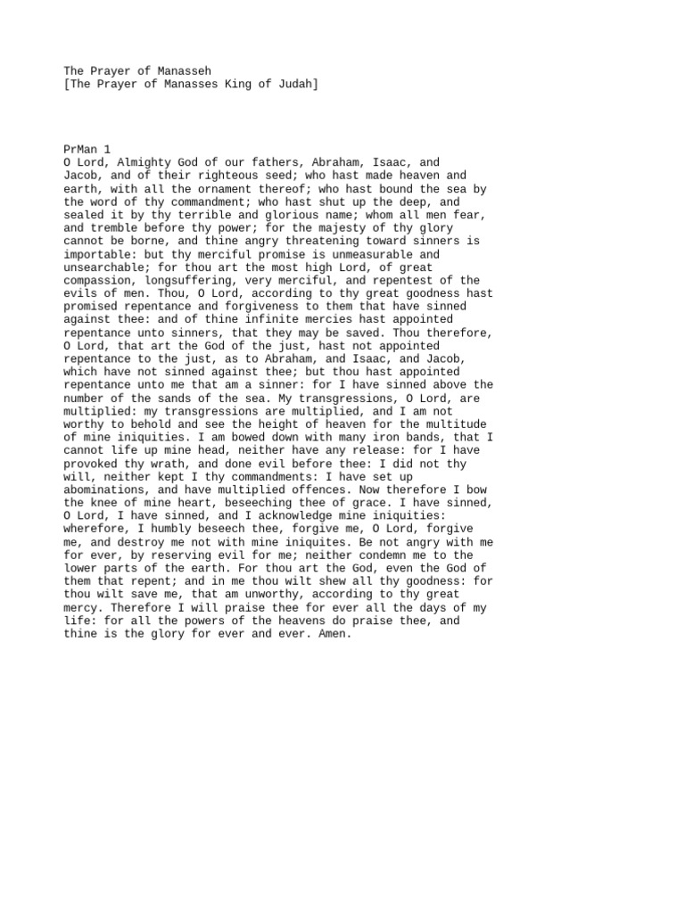 Prayer of Manasseh | PDF