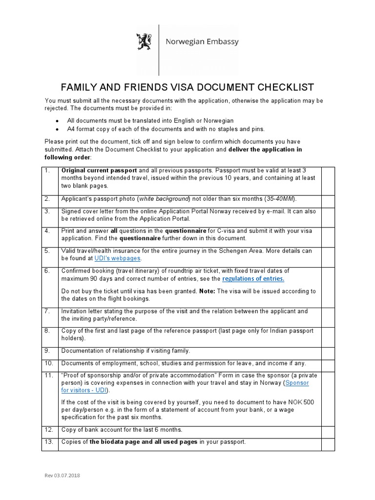 Family and Friends Visa Document Checklist | PDF | Travel Visa | Passport