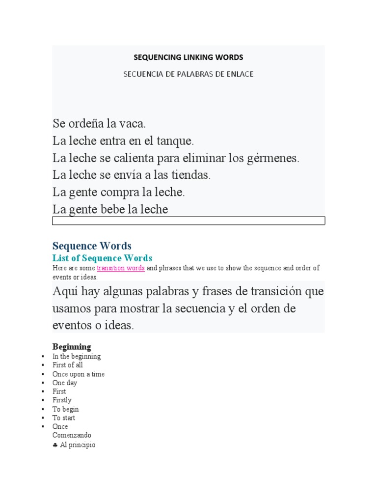 Sequencing Linking Words | PDF