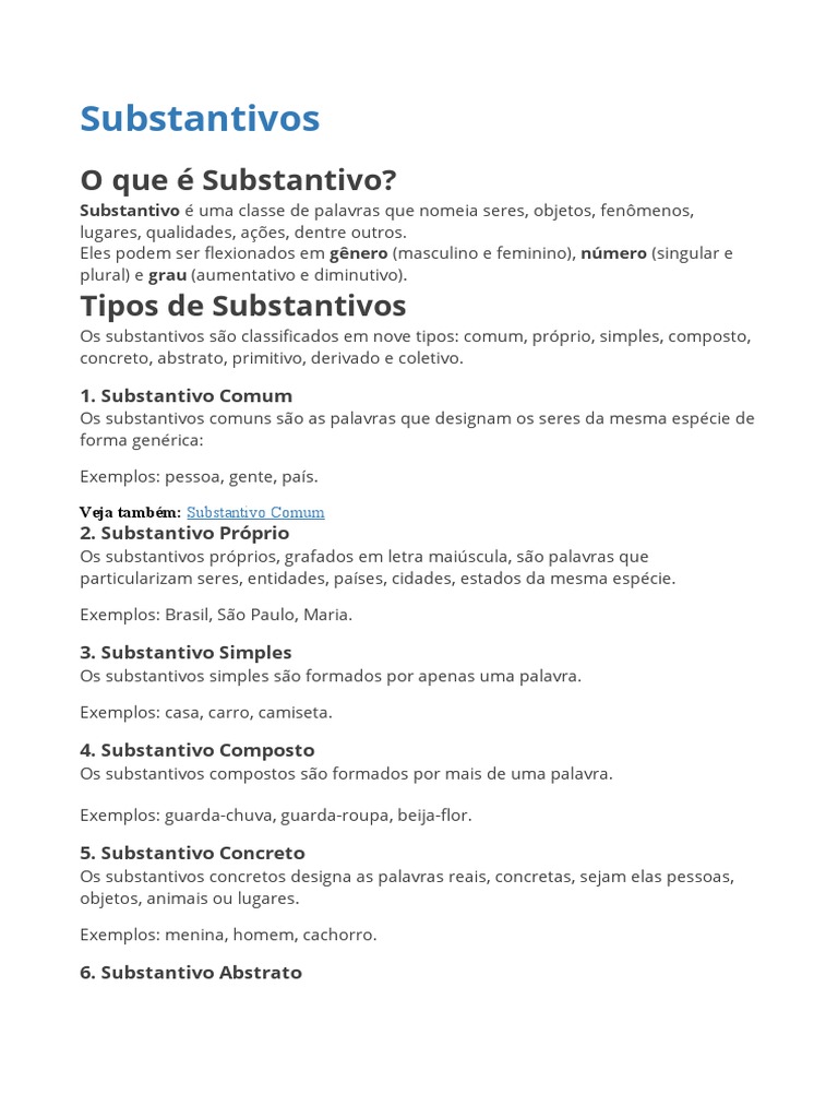 Substantivos | PDF | Substantivo | Plural