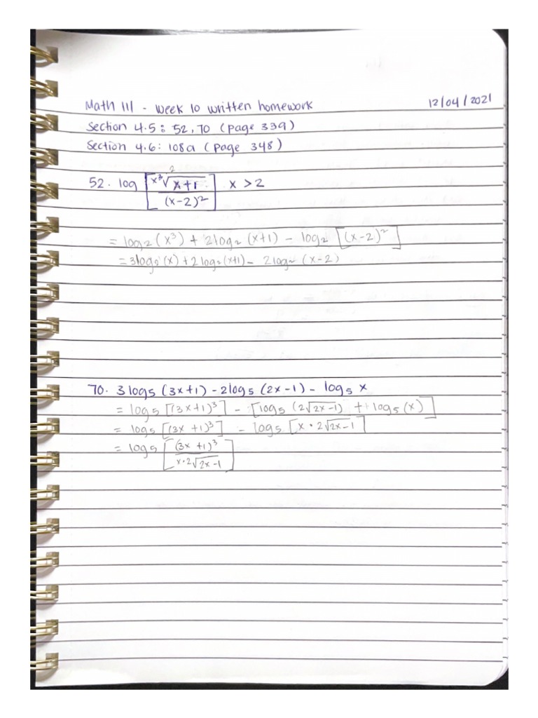 Math 111 - w10 Written Homework | PDF