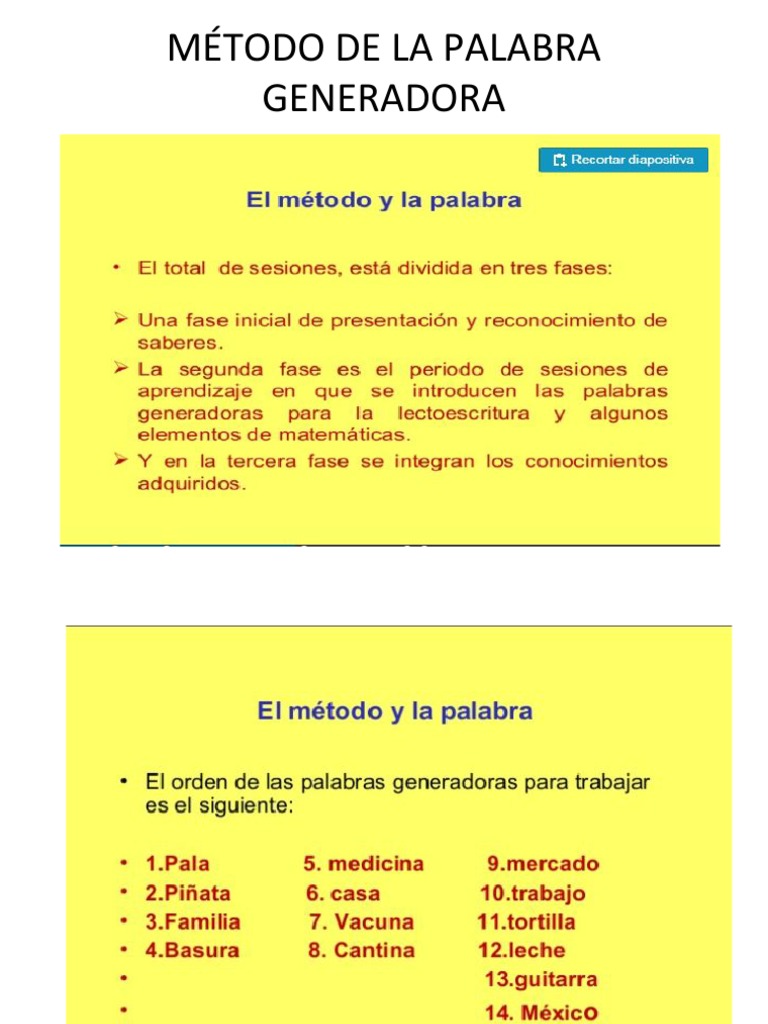 Método de La Palabra Generadora | PDF