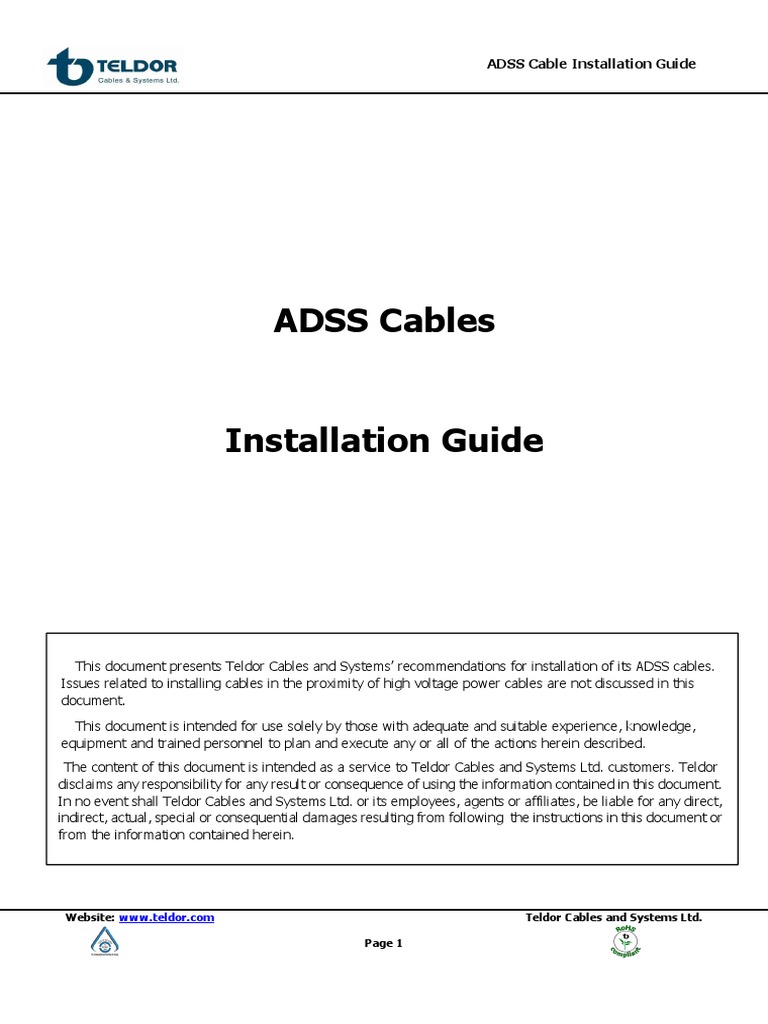 ADSS Installation Guide | PDF | Optical Fiber | Equipment