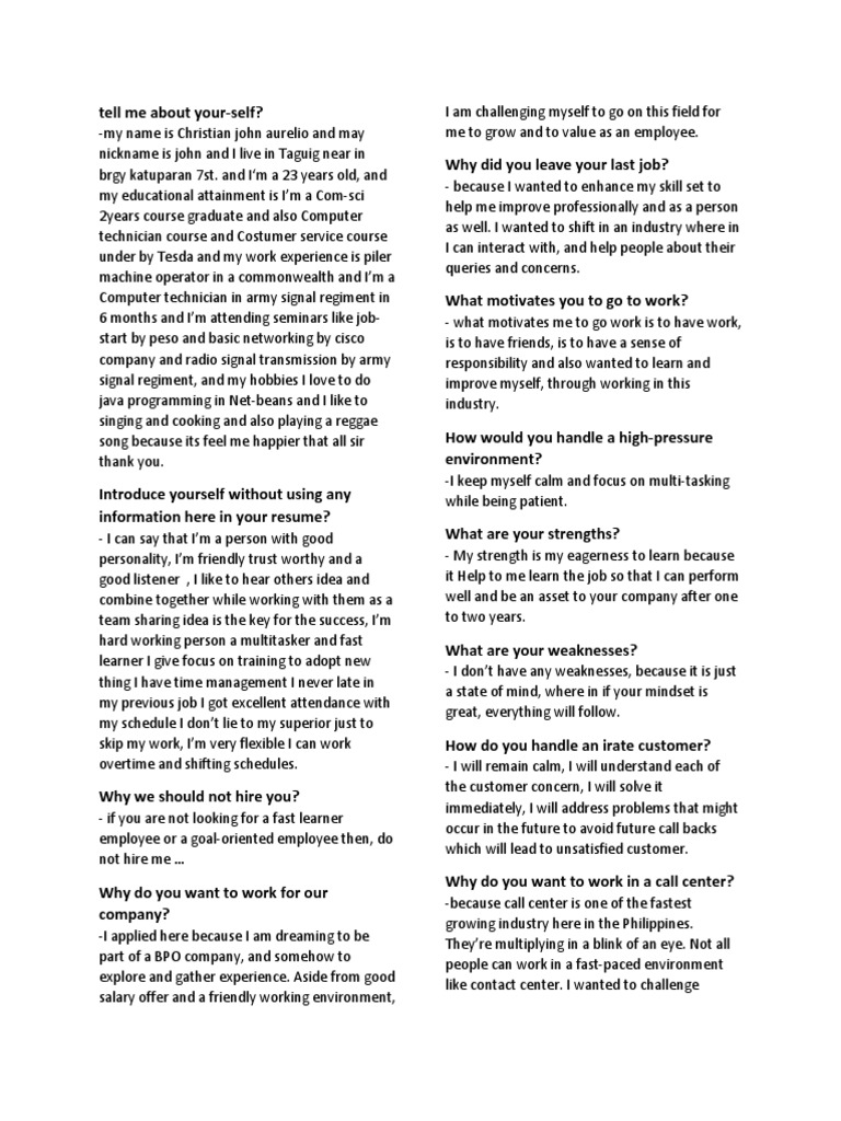 Final Interview Converted | PDF | Call Centre | Learning