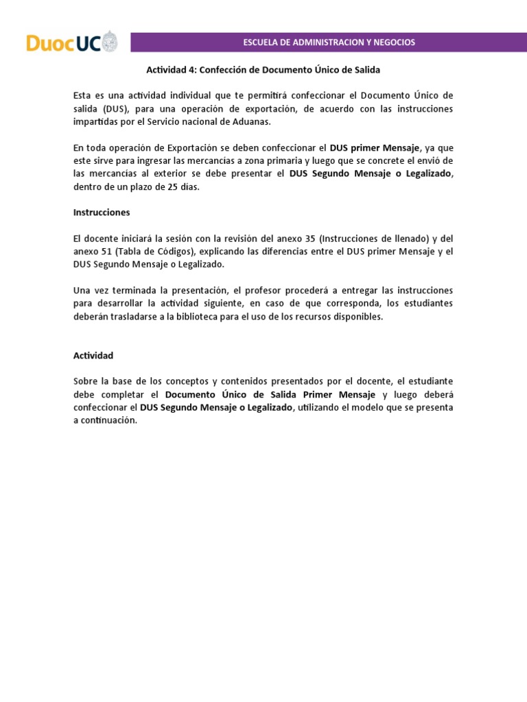 Actividad 4 Confeccion de Documento Unico de Salida | PDF | aduana ... Actividad 4 Confeccion de Documento Unico de Salida | PDF | aduana ...