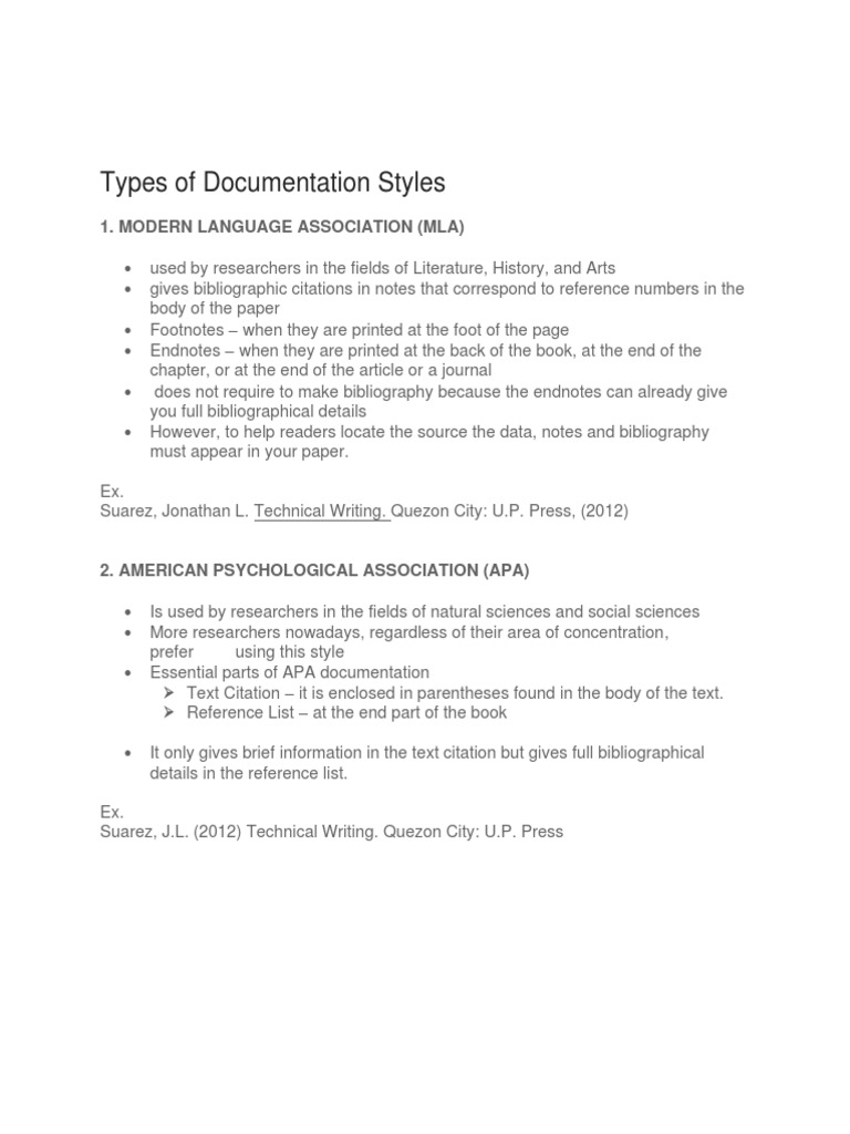 Types of Documentation Styles | PDF