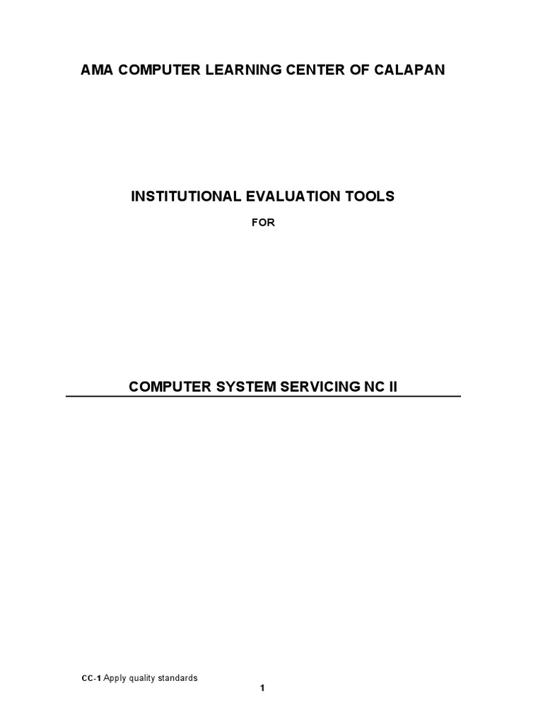 CC-1 Assessment Tool Template | PDF | Evaluation | Business
