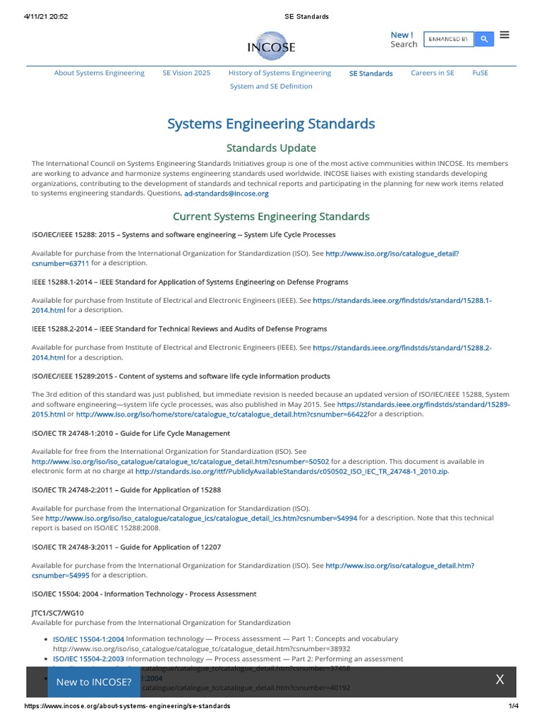 INCOSE-SE Standards | PDF | International Organization For ...