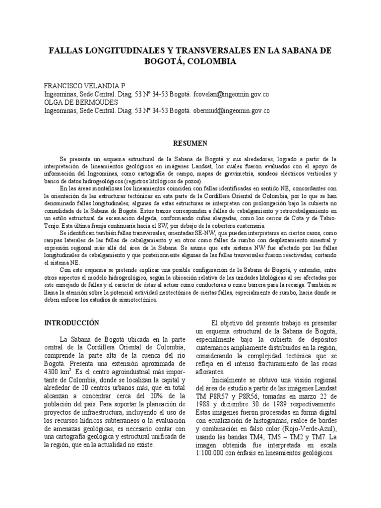 Fallas Geológicas en Sabana Bogotá | PDF | Ciencia y matemáticas