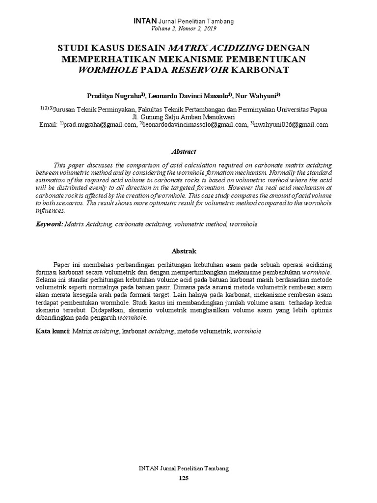 Wormhole Pada Reservoir Karbonat: Studi Kasus Desain Matrix Acidizing ...