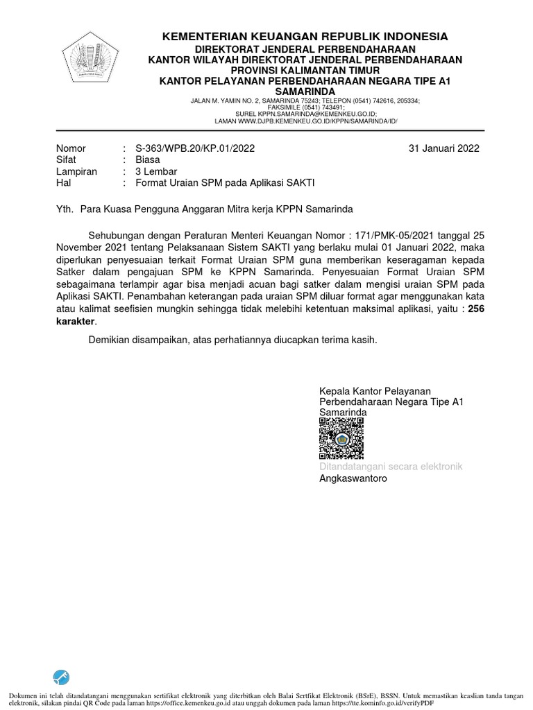 Format Uraian SPM untuk SAKTI | PDF