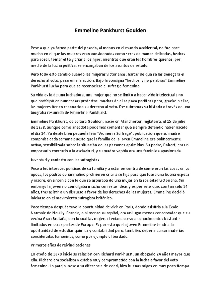 Emmeline Pankhurst Goulden | PDF | Emmeline Pankhurst | Sufragio de las ...