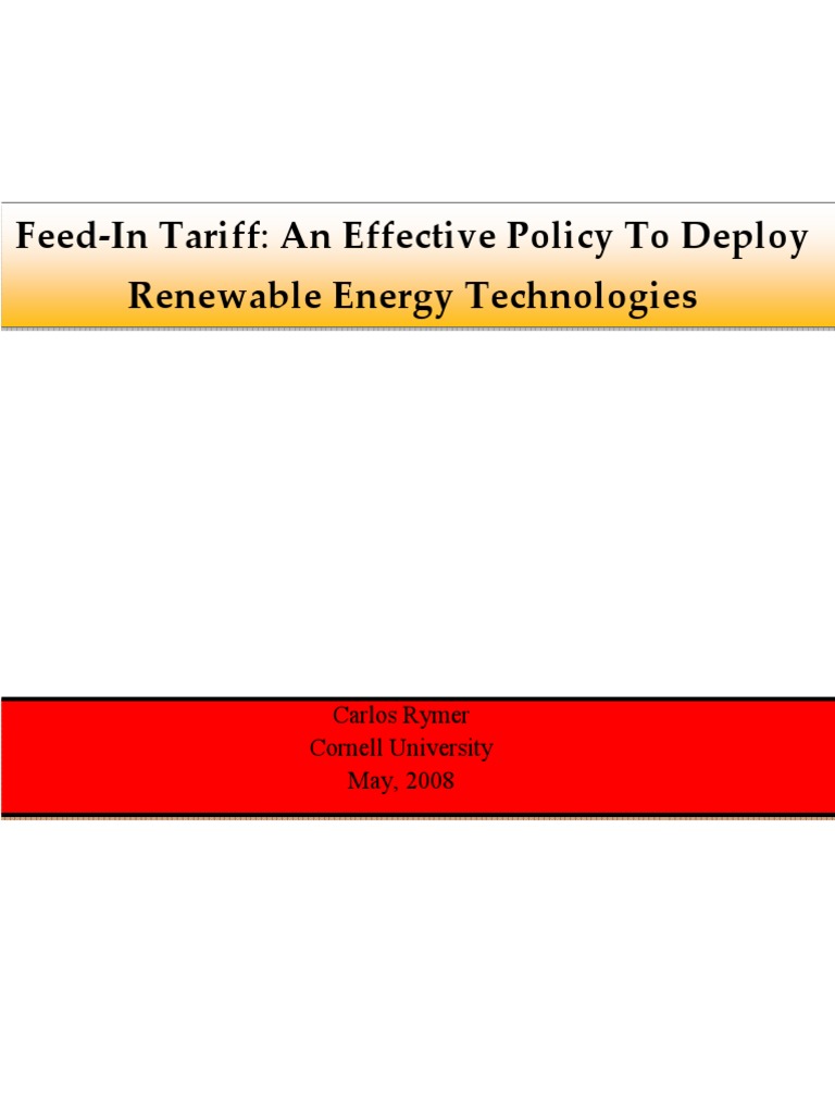 Feed-In Tariff: An Effective Policy To Deploy Renewable Energy Technologies | PDF | Emissions ...
