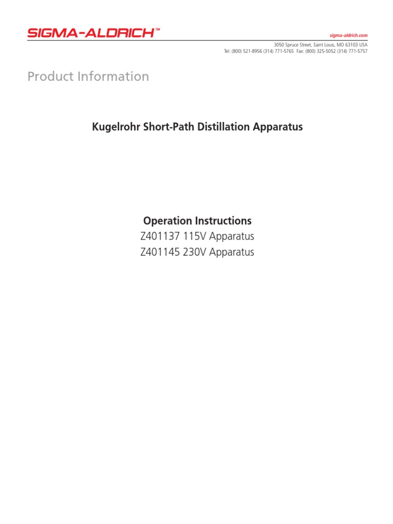 Kugelrohr Distillation Guide | PDF