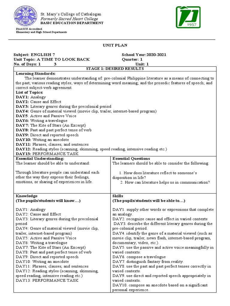 Learning and Unit Plan CAuse and Effect | PDF | Learning | Verb