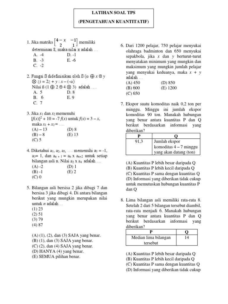 Latihan Soal TPS (PK) | PDF