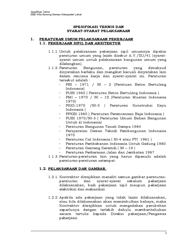 Spek Teknis | PDF