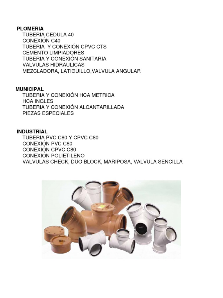 Catalogo de Tuberias de PVC y CPVC | PDF | Tubería (transporte de ...