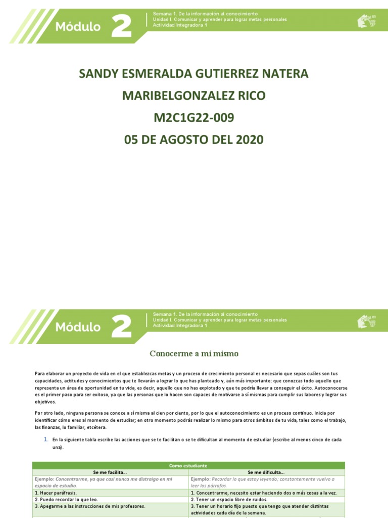 Semana 1 Modulo 2 | Descargar gratis PDF | Información