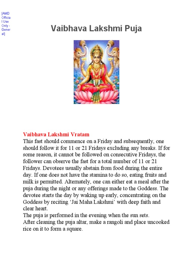 Vaibhav Lakshmi Vrath | PDF | Hindu Worship | Hindu Iconography