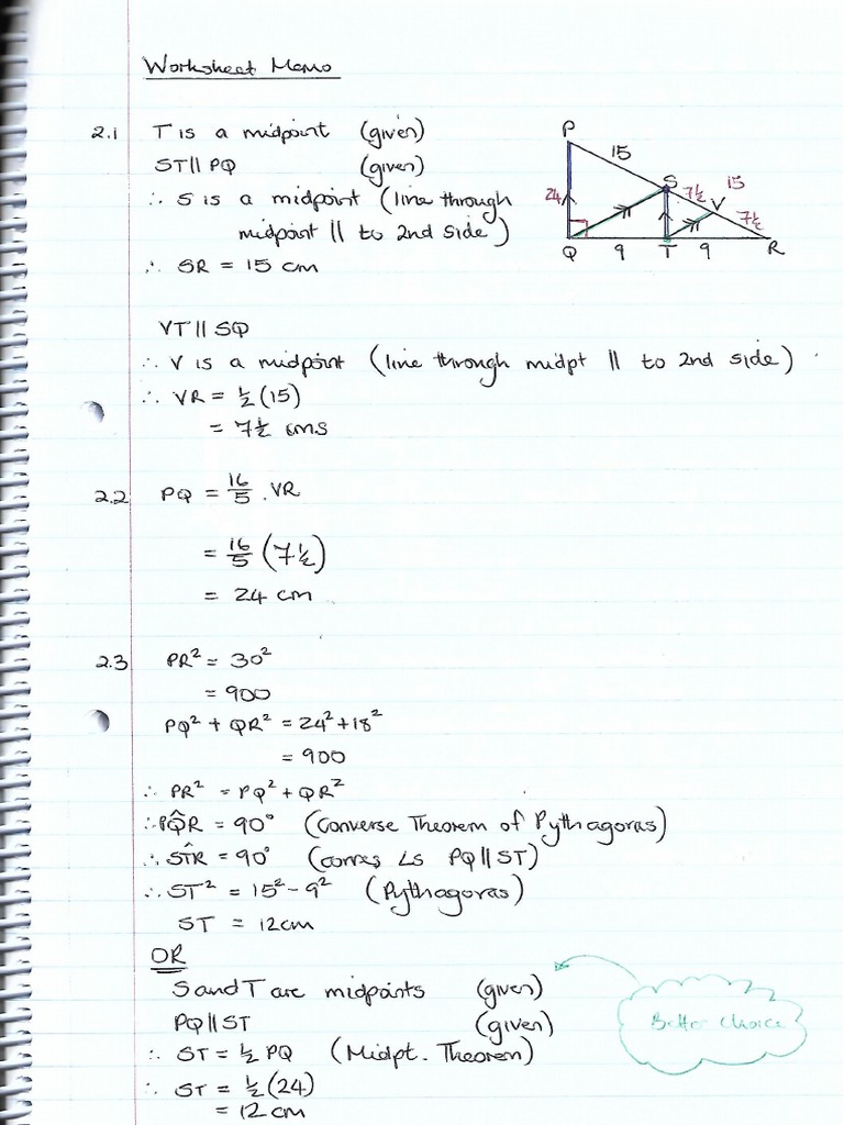 6 Midpoint Theorem Worksheet Memo | PDF
