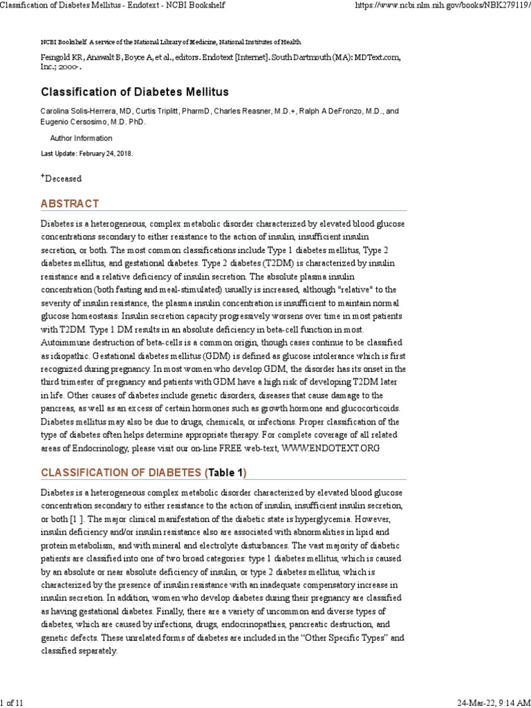 Classification of Diabetes Mellitus: Table 1 | PDF | Gestational ...