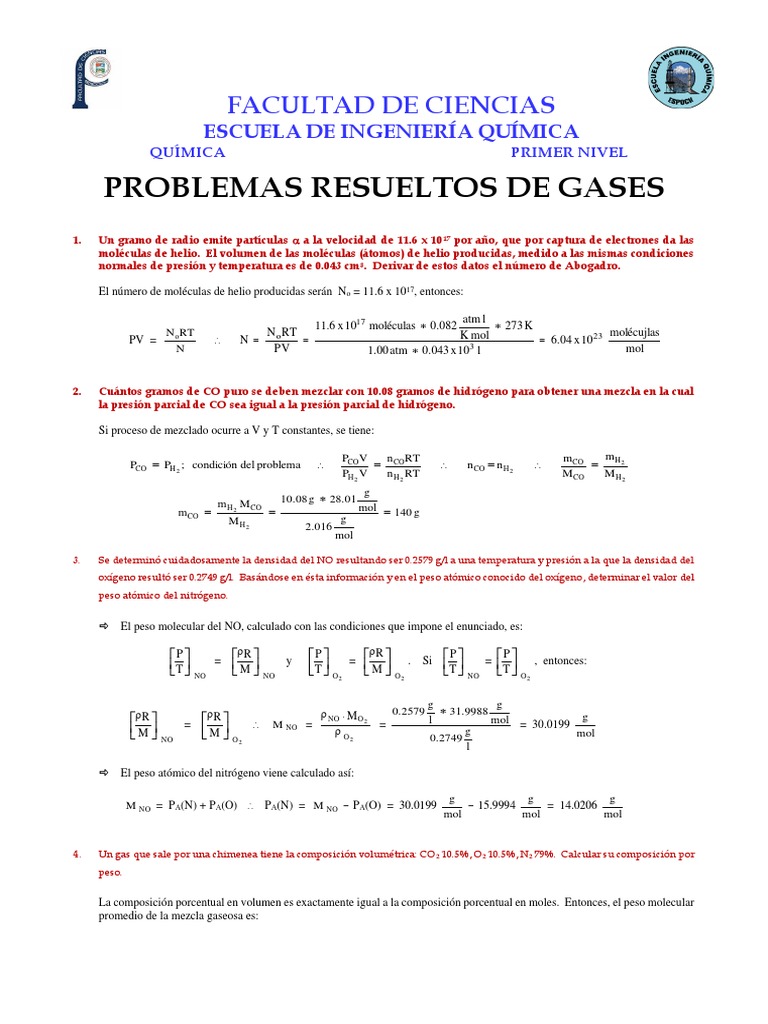 PROBLEMAS RESUELTOS - Estado Gaseoso 21-21 | PDF | Gases | Mole (Unidad)
