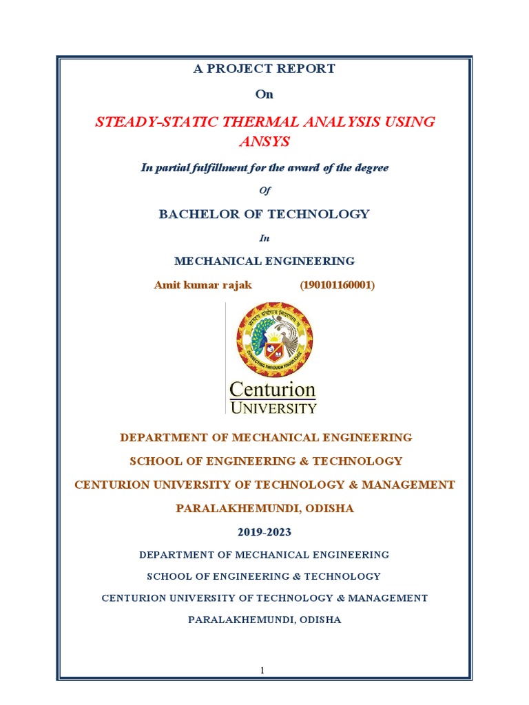 Steady-Static Thermal Analysis Using Ansys: A Project Report On | PDF | Photovoltaics ...