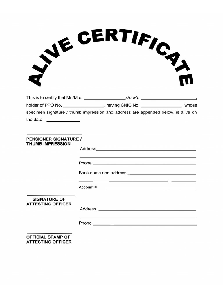 Alive Certificate | PDF