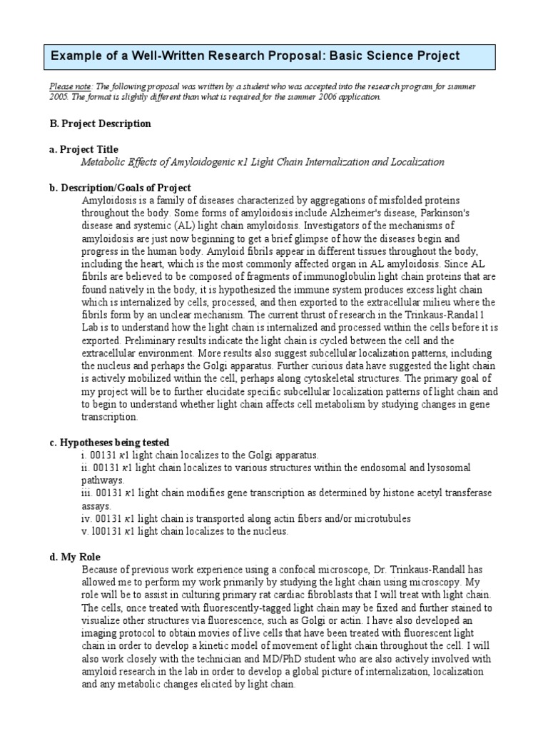 Project Proposal For Biotechnology | PDF | Amyloid | Biotechnology