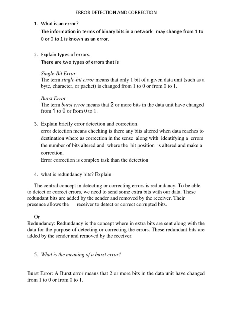 Single-Bit Error | PDF | Error Detection And Correction | Discrete ...