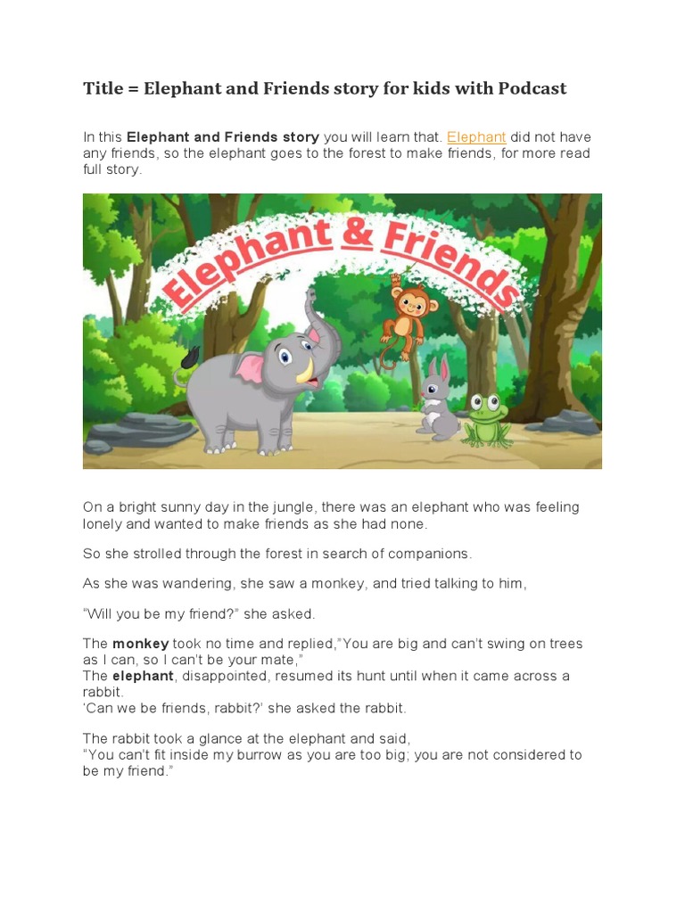 Elephant and Friends Srory | PDF