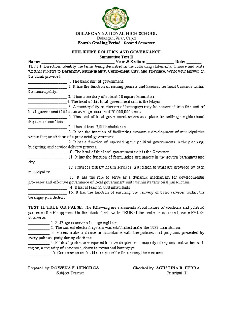 PPG 4TH - Summative Test 2 and 3 | PDF | Elections | Voting