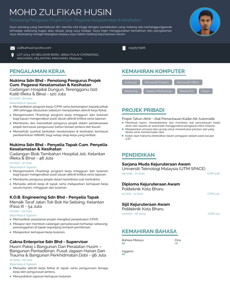 RESUME - MOHD ZULFIKAR - 2022 - Malay | PDF