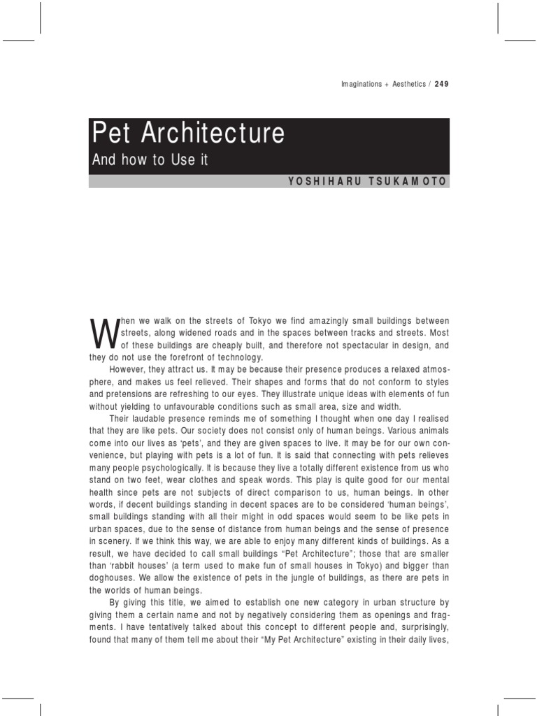 Pet Architecture - Tsukamoto | PDF