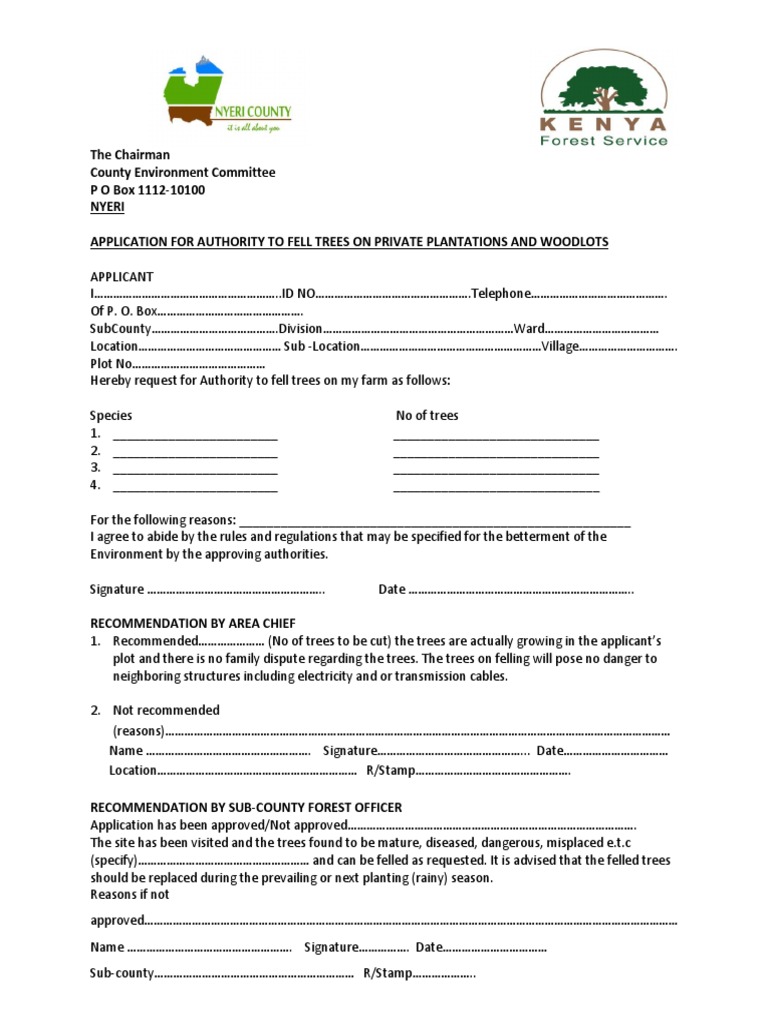 Application To Fell Trees Form | PDF | Law | Home & Garden