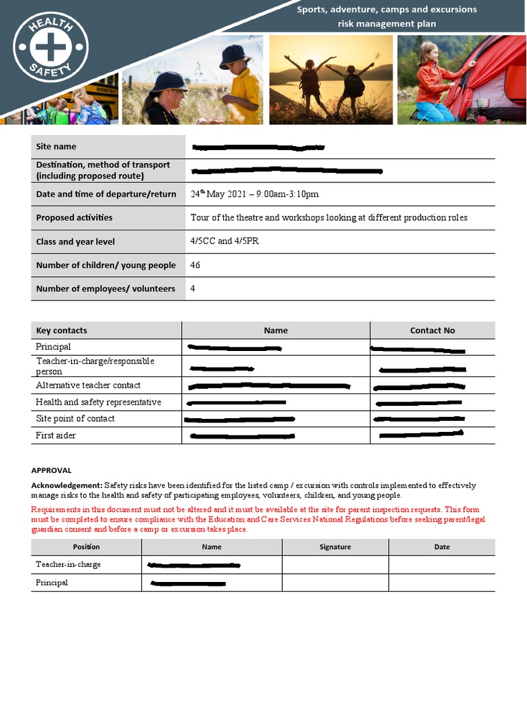 Sports Camp Risk Management Plan | PDF | First Aid | Emergency